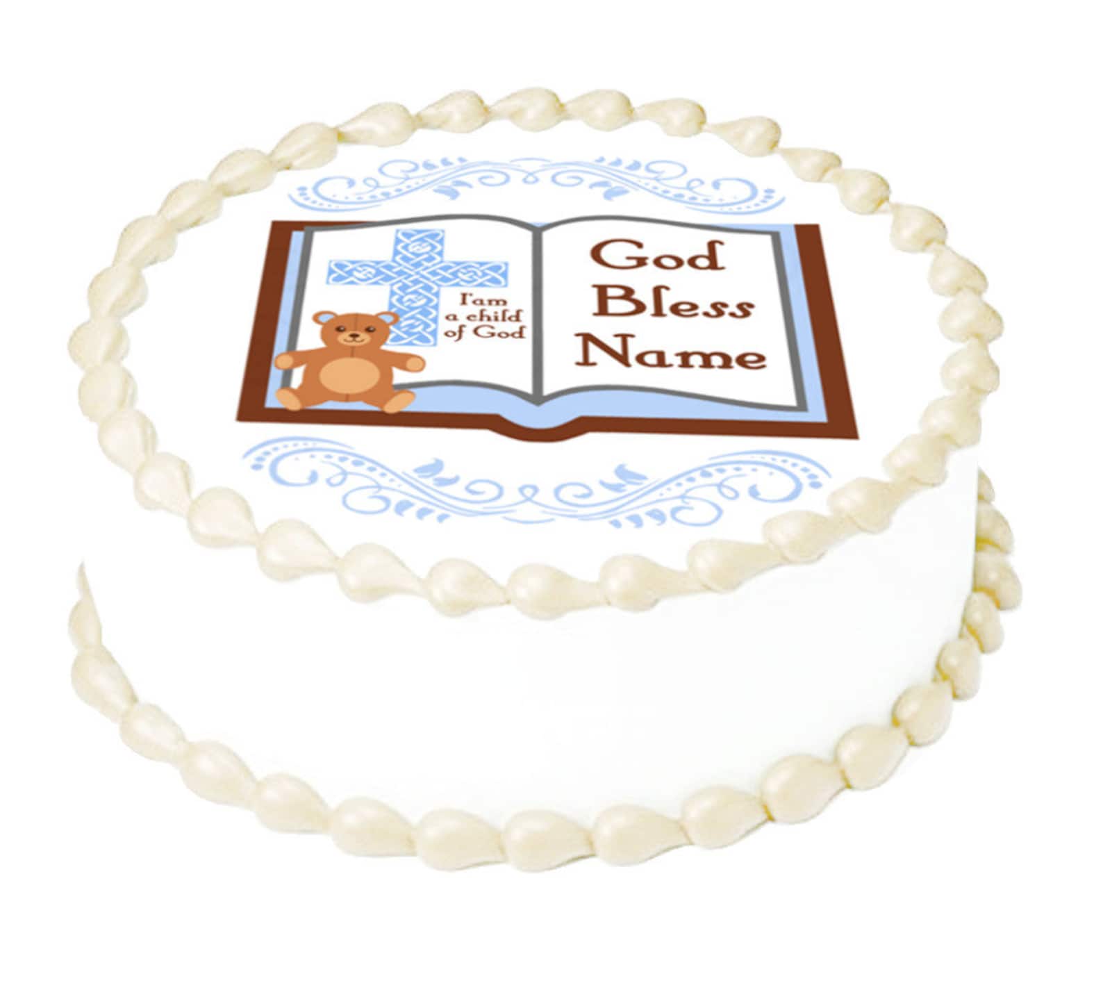BABTISM BOY BIBLE edible cake topper image Baby Party | Etsy