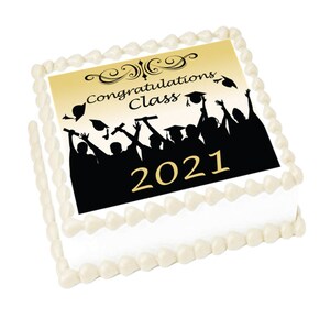 GRADUATION SILHOUETTE Edible Cake Topper Image Birthday Party ...