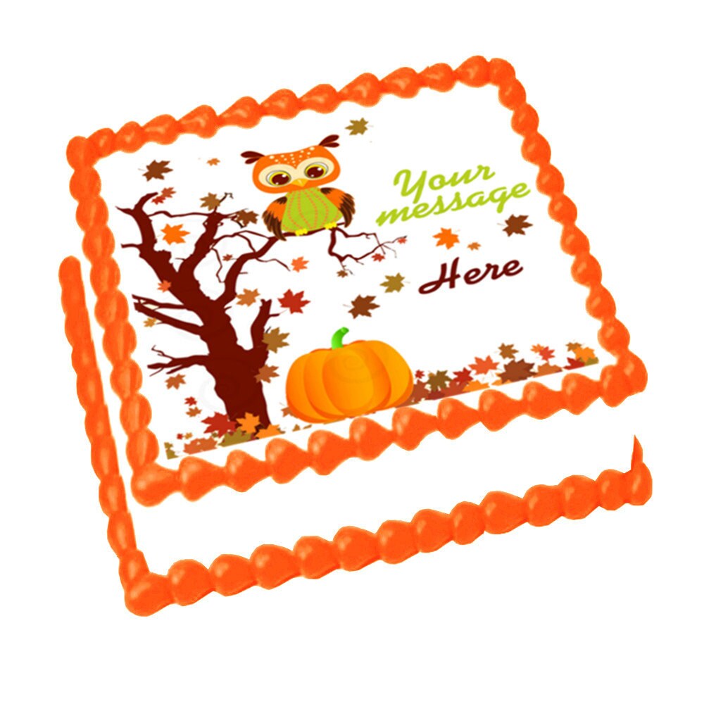 AUTUMN FALL OWL edible cake topper image Birthday Party | Etsy
