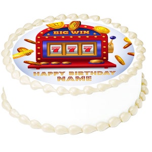 SLOT MACHINE Lucky Seven Edible Cake Topper Image Cake Party Decoration ...