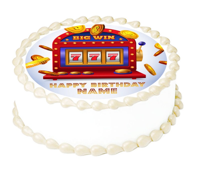 SLOT MACHINE Lucky Seven Edible Cake Topper Image Cake Party Decoration ...