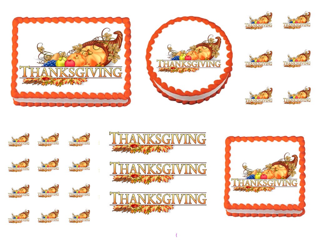 THANKSGIVING Cornucopia Horn of Plenty Edible Cake Topper Image Cake ...