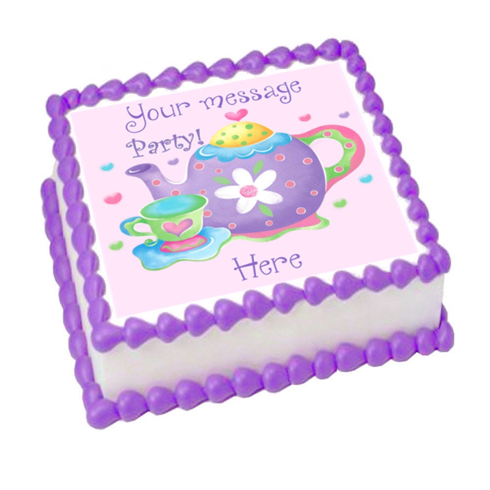 PURPLE TEAPOT Tea time edible cake topper image cake Party | Etsy