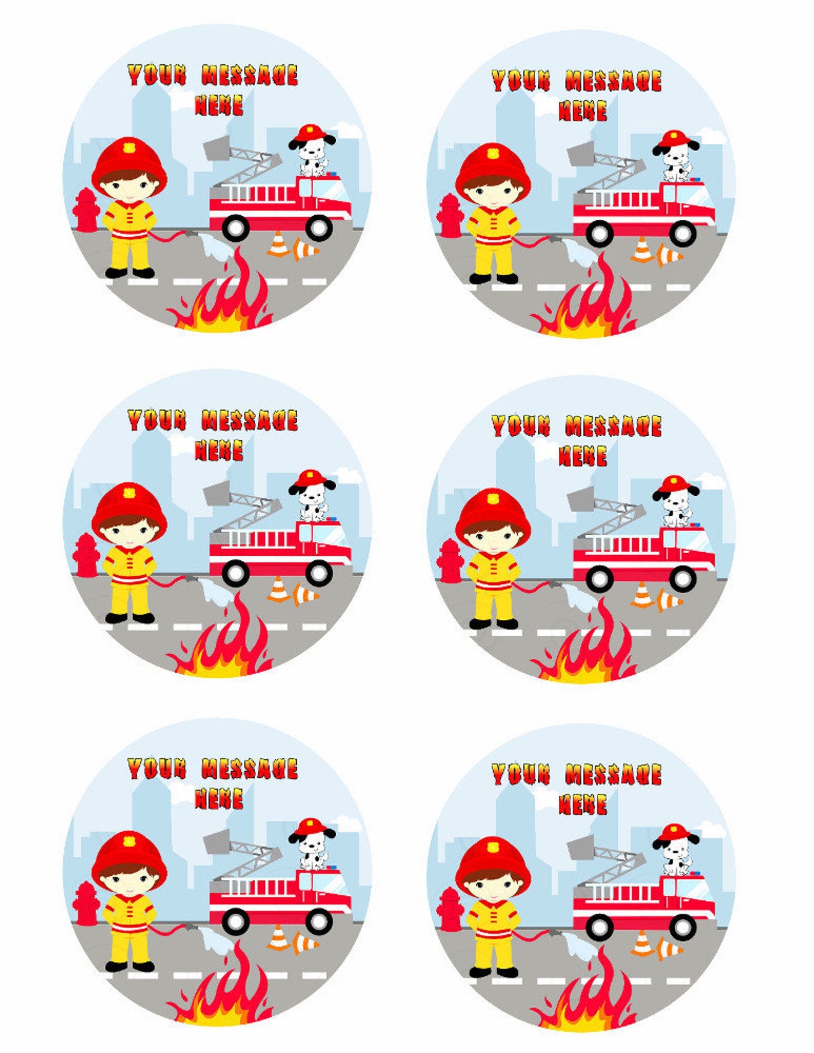 FIRETRUCK Firefighter Fireman Edible Cake Topper Image - Etsy