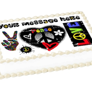 PEACE AND LOVE Edible Cake Topper Image Birthday Party Decoration - Etsy