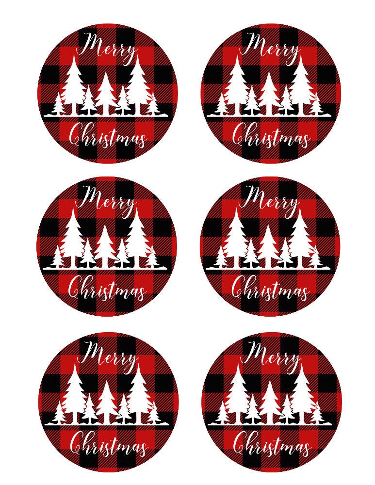 MERRY CHRISTMAS Black Red Buffalo Check Edible Cake Topper Image Cake ...