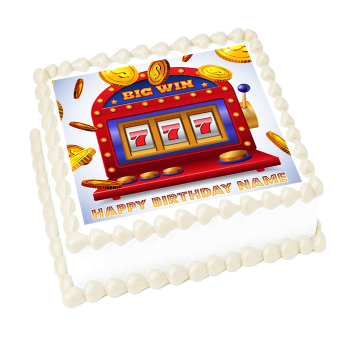 SLOT MACHINE Lucky Seven Edible Cake Topper Image Cake Party Decoration ...