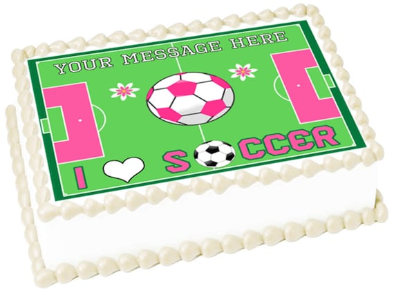 SOCCER PINK BALL Edible Cake Topper Image Birthday Sport Party - Etsy