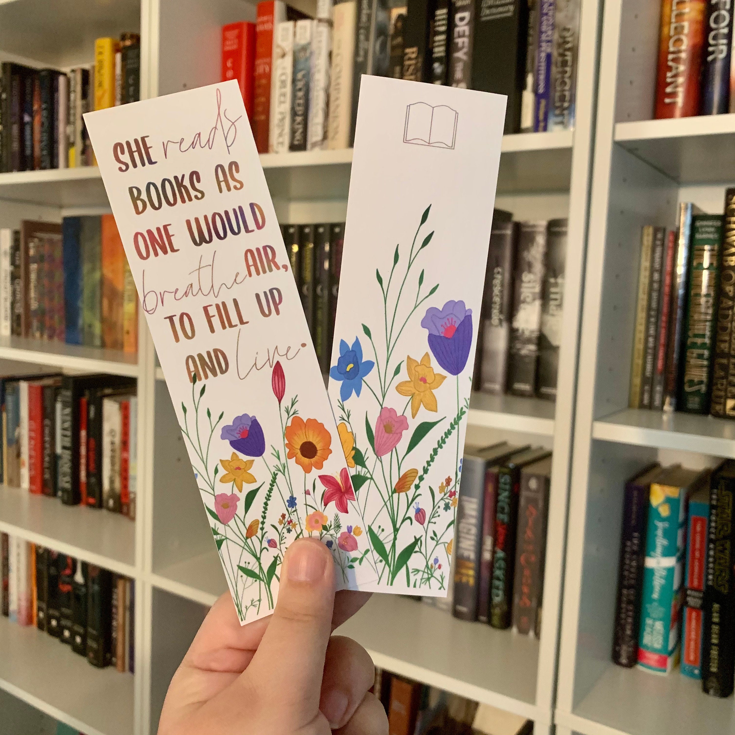 Read to Fill Up and Live Double-Sided Hand-Drawn Bookmark | Etsy