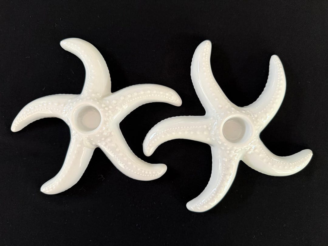 Apilco Starfish Porcelain Candle Holders, French White Ware, Sea, Beach ...