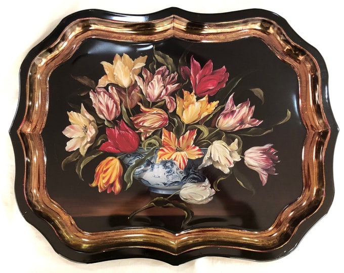Ian Logan, Sherwood Studios, Large Floral Tole Tray by Mimi Roberts ...