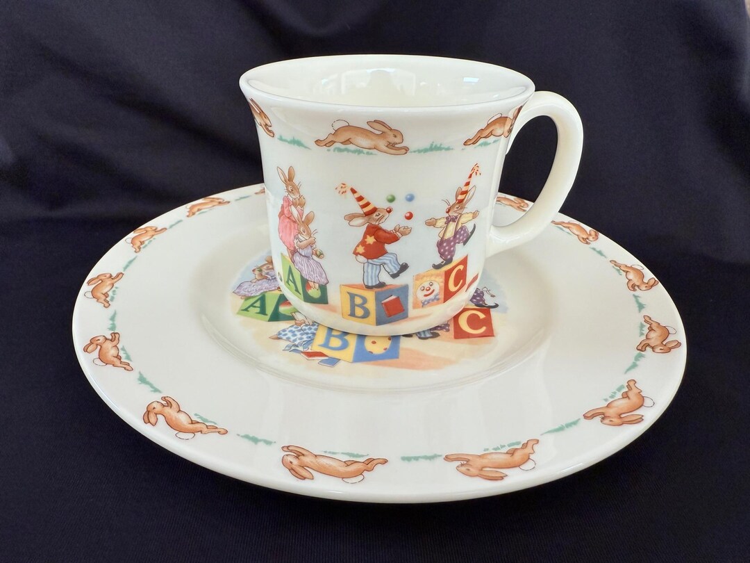 Vintage Bunnykins ABCDEF Alphabet Child's Dish Set, Bone China Mug and ...