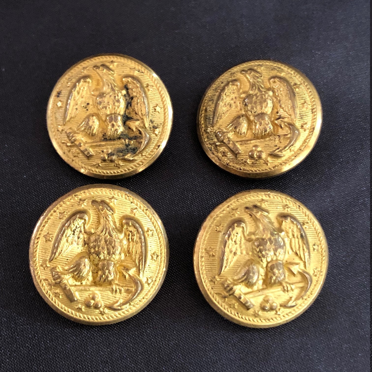 Vintage Naval Officer Military Uniform Brass Buttons Three | Etsy