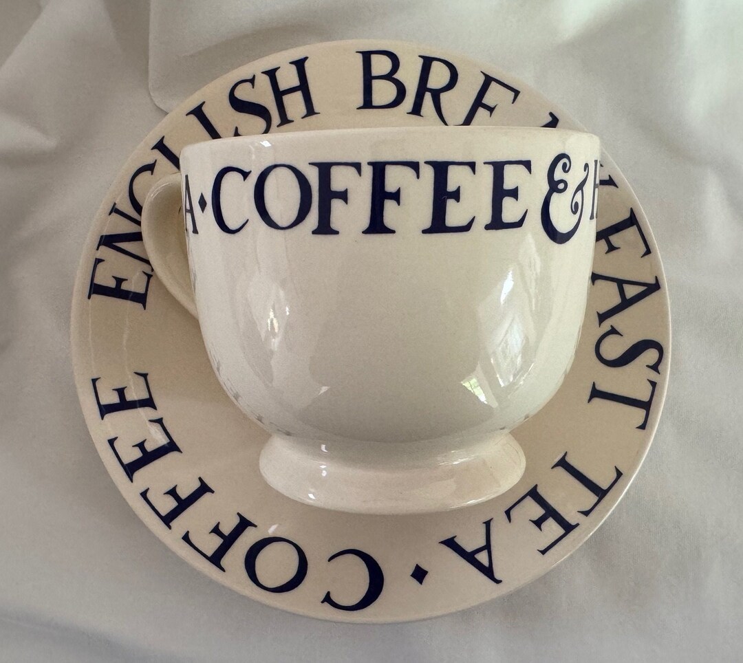 Emma Bridgewater Blue Toast and Marmalade Oversized Tea Cup and Saucer ...