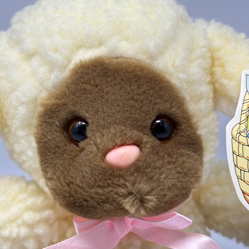 Lemonwood Asia Easter Lamb Plush Toy Pink Bow 7 Inch Brown Cream ...
