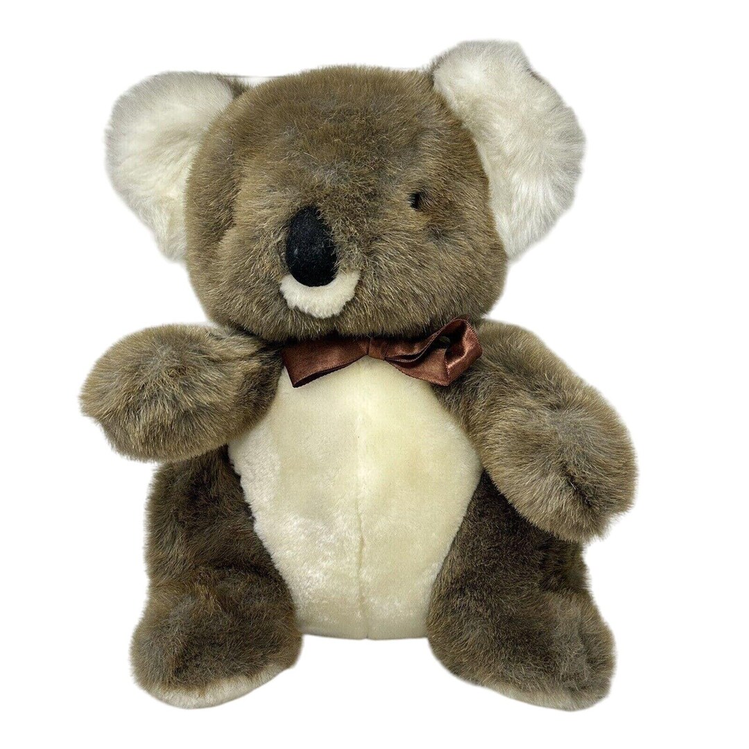 Chrisha Playful Plush Koala Pot Belly Stuffed Animal Brown Bow 13 Inch ...