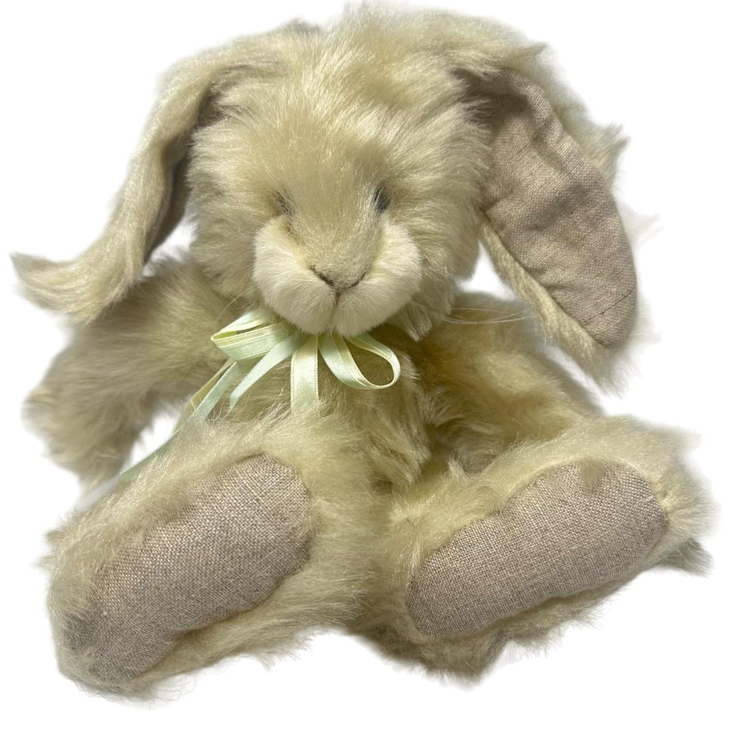 Mary Meyer Bunny Rabbit Plush Floppy Ear Long Hair 1998 Burlap Feet ...
