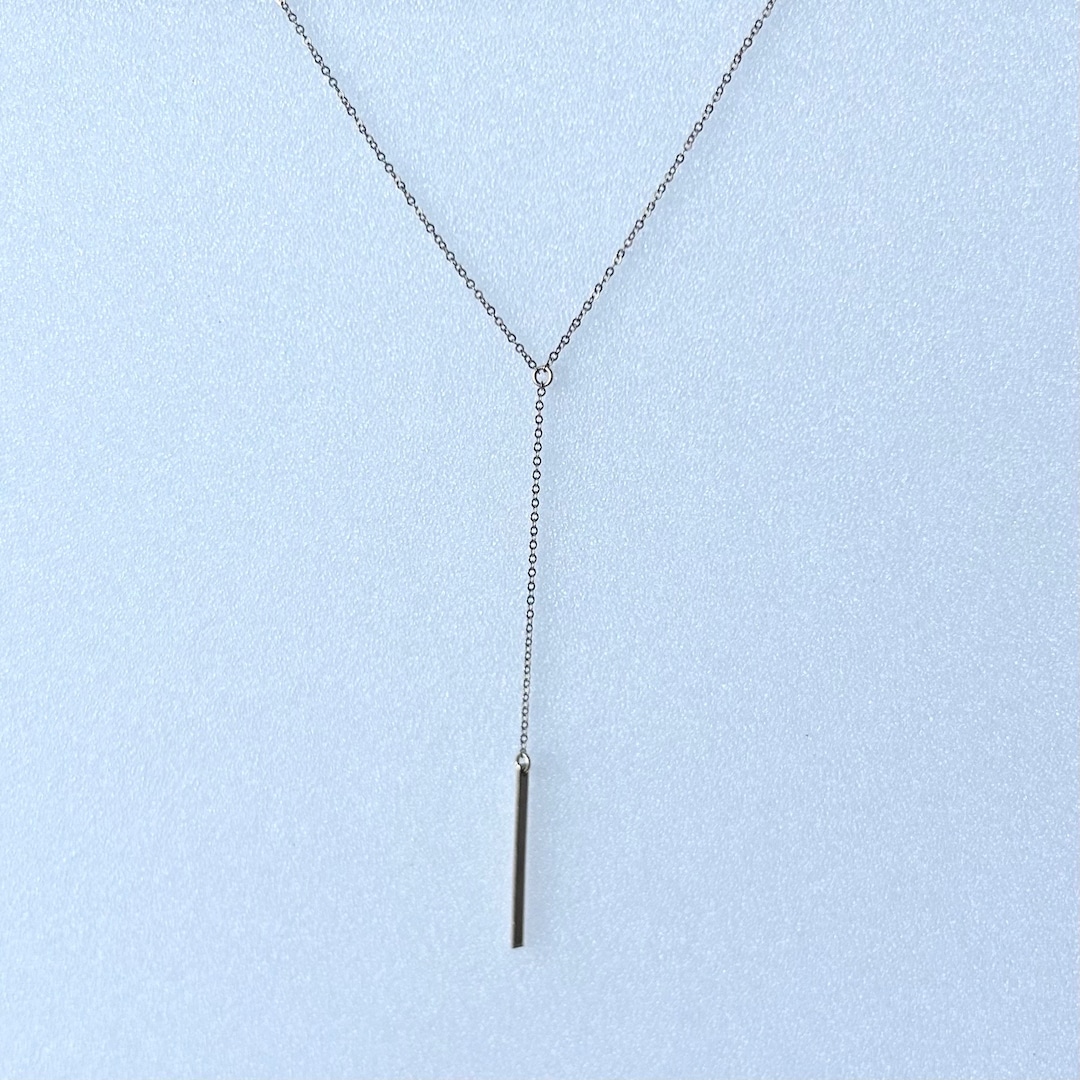 Rose Gold Dainty Lariat Bar Necklace 14K Gold Filled 18” Drop 3” With ...