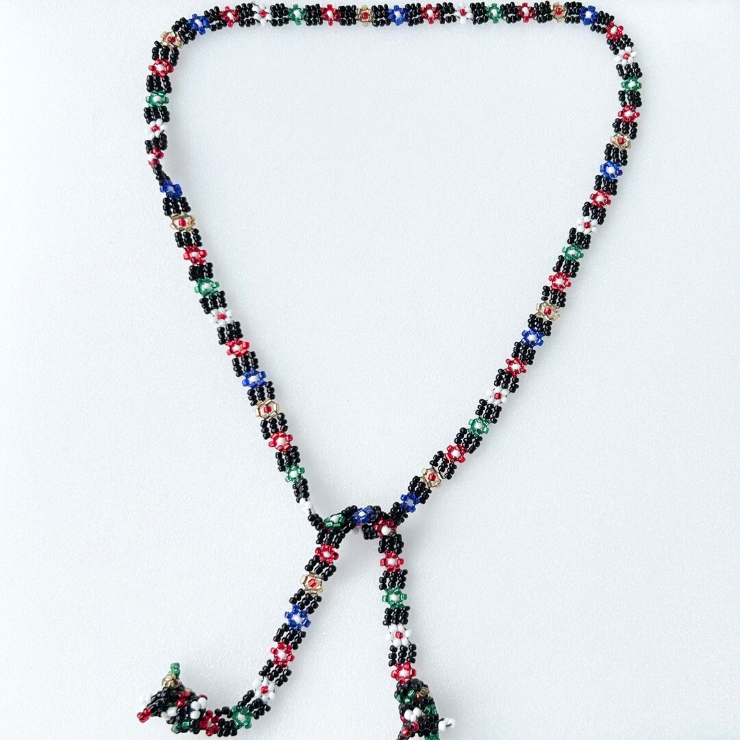 Ships Apr 08 BEADED Handcrafted SCARF Necklace 27” Tiny Seed Beads ...