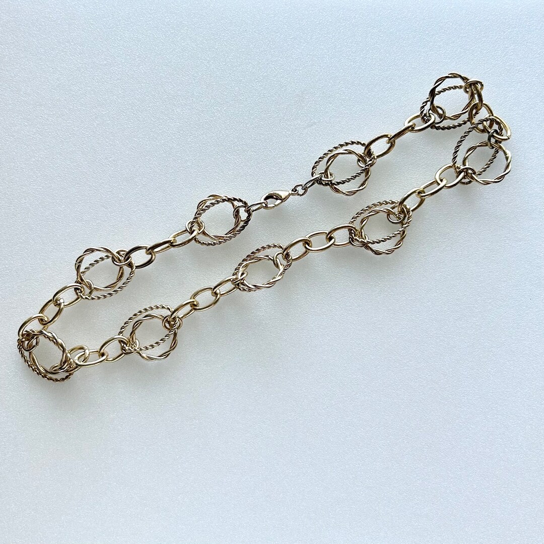 Oval and Round Interlocking Twist Gold Tone Necklace 17” - Etsy