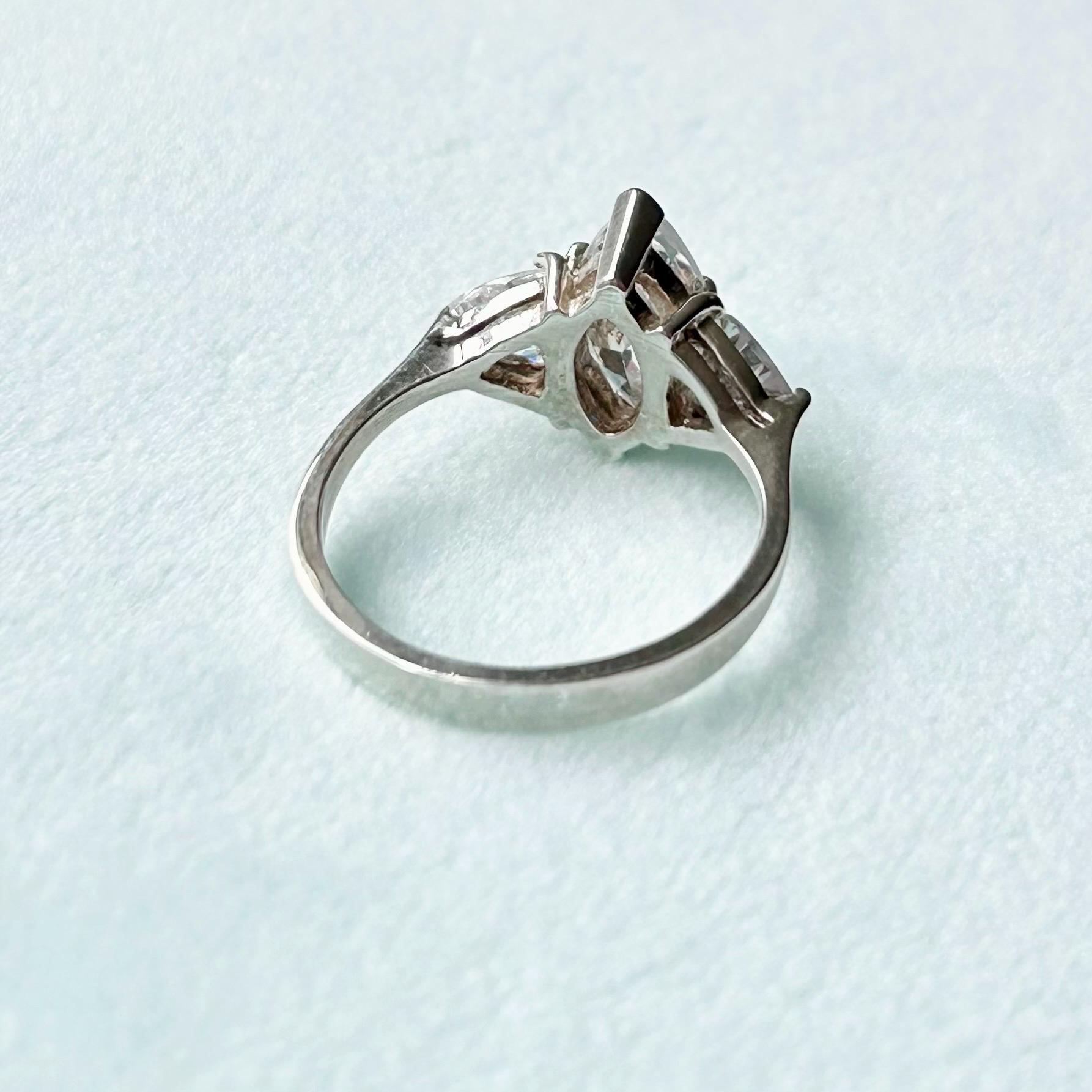Vintage Sterling Silver Marquise and Trillion Cut CZ Ring, Size 7 ...