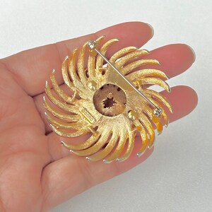 Vintage Signed CORO Brooch Pin Gold Tone Textured Swirled Flower Double ...