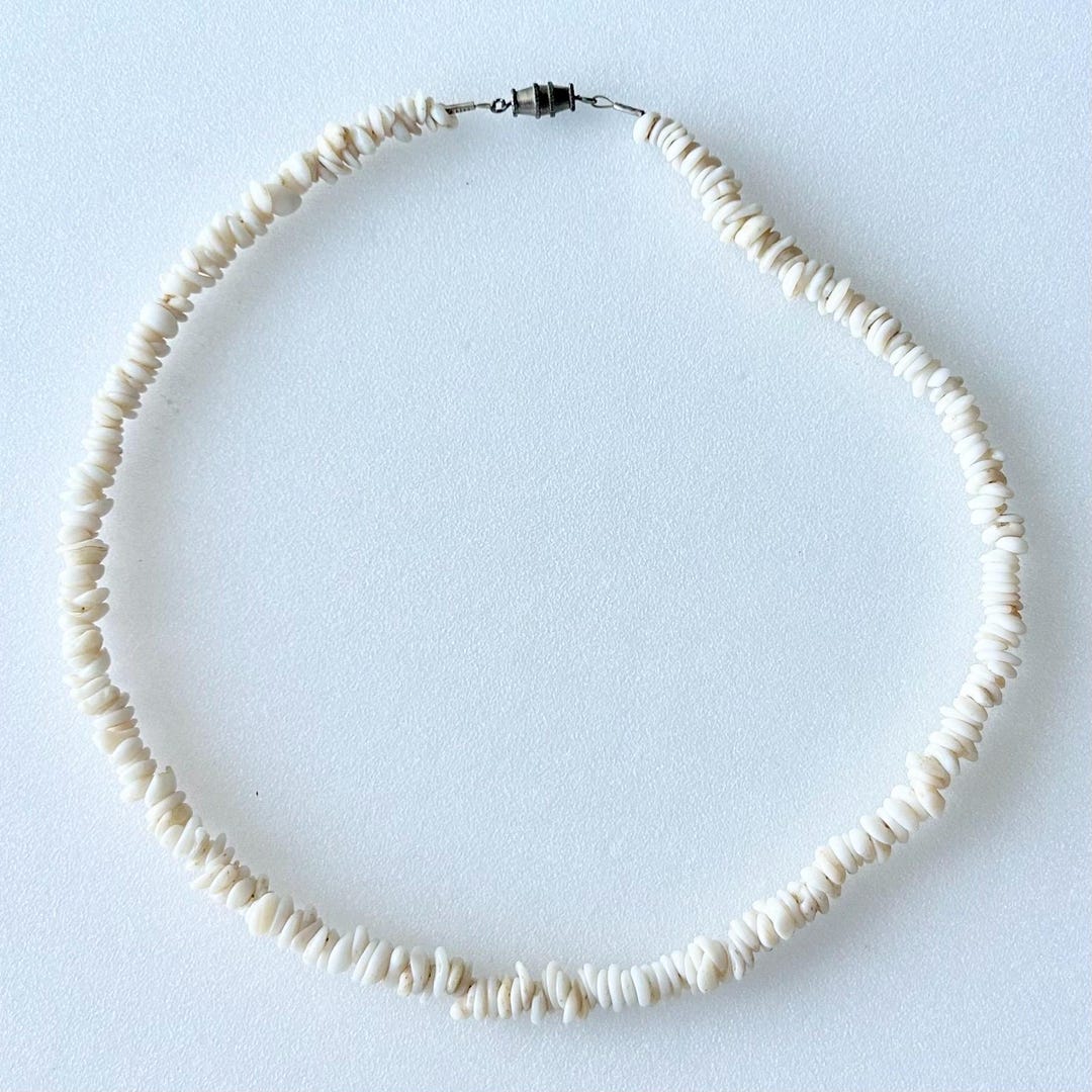 Vintage Natural Puka Shells Choker Necklace Smooth Finish 16” Barrel ...
