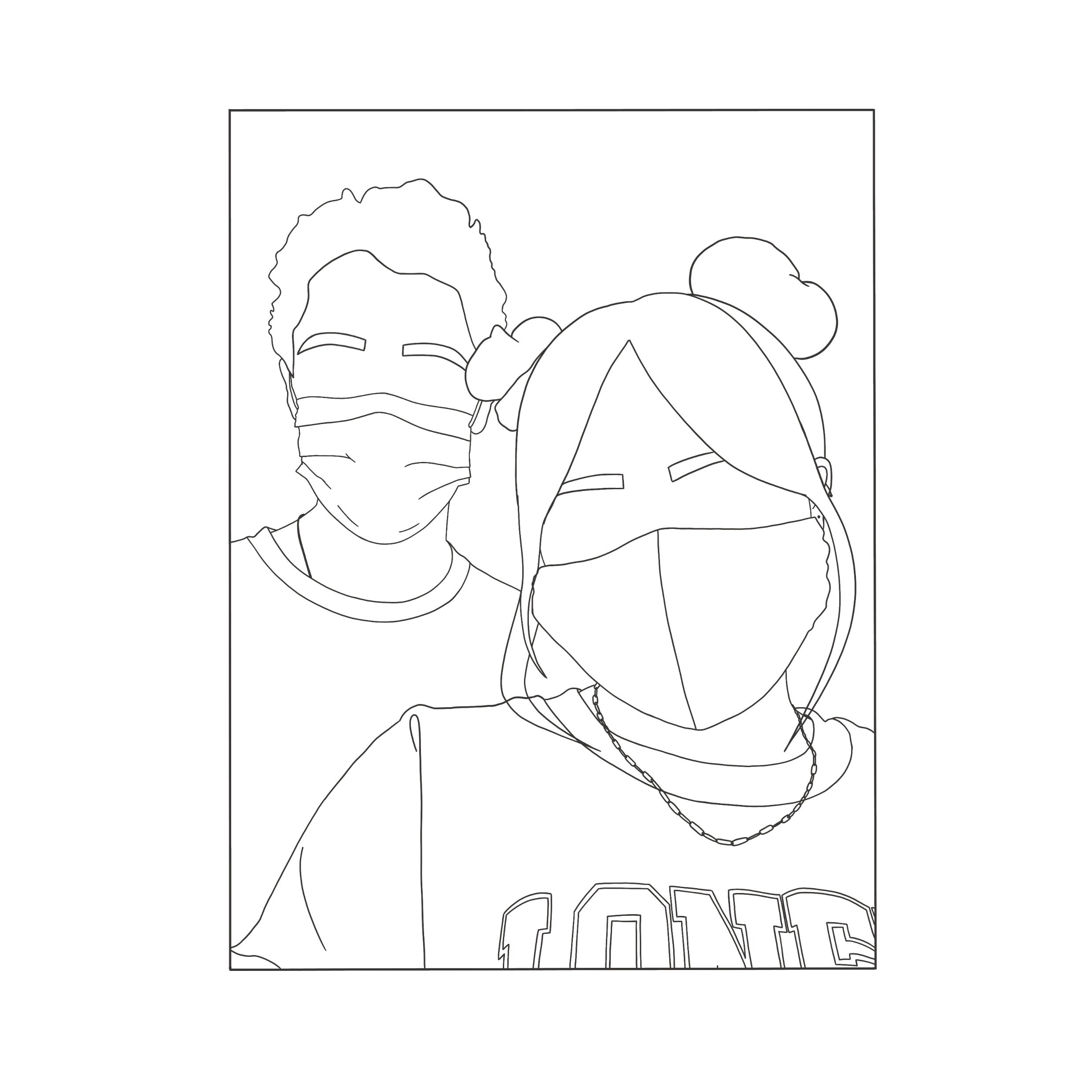 Custom Line Art Portrait Downloadable Art Family Portrait Personalized ...