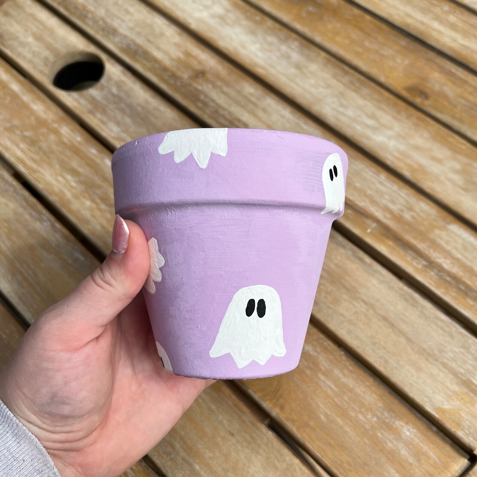 Hand-painted Ghost Purple Flower Pot Pastel Halloween Spooky ...