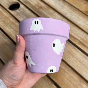Hand-painted Ghost Purple Flower Pot Pastel Halloween Spooky ...