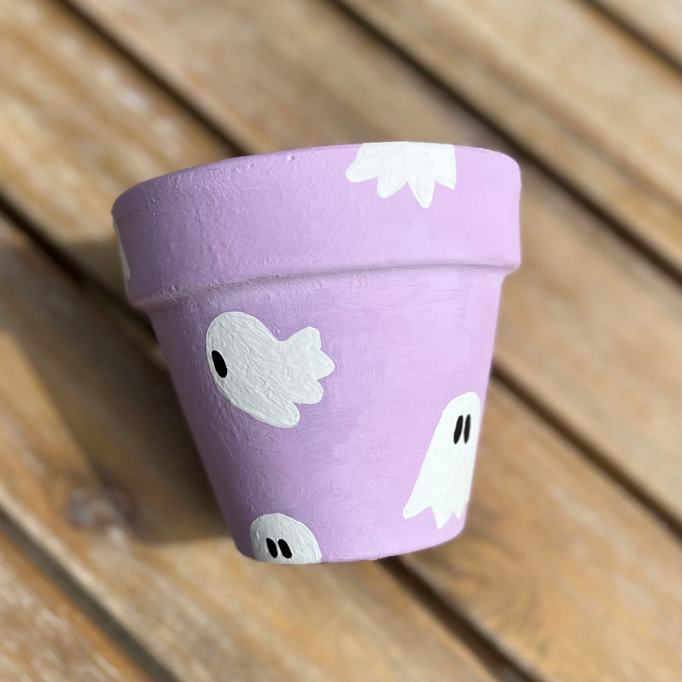 Hand-painted Ghost Purple Flower Pot Pastel Halloween Spooky ...