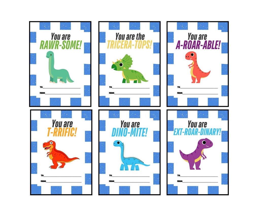 Printable-dinosaur Themed Valentine's Day Cards - Etsy