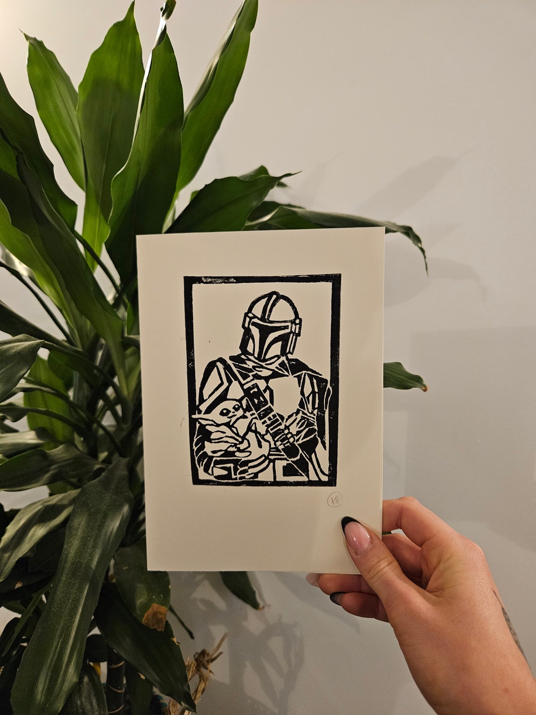 Mandalorian and Grogu Star Wars Character Handmade Printed Card - Etsy ...