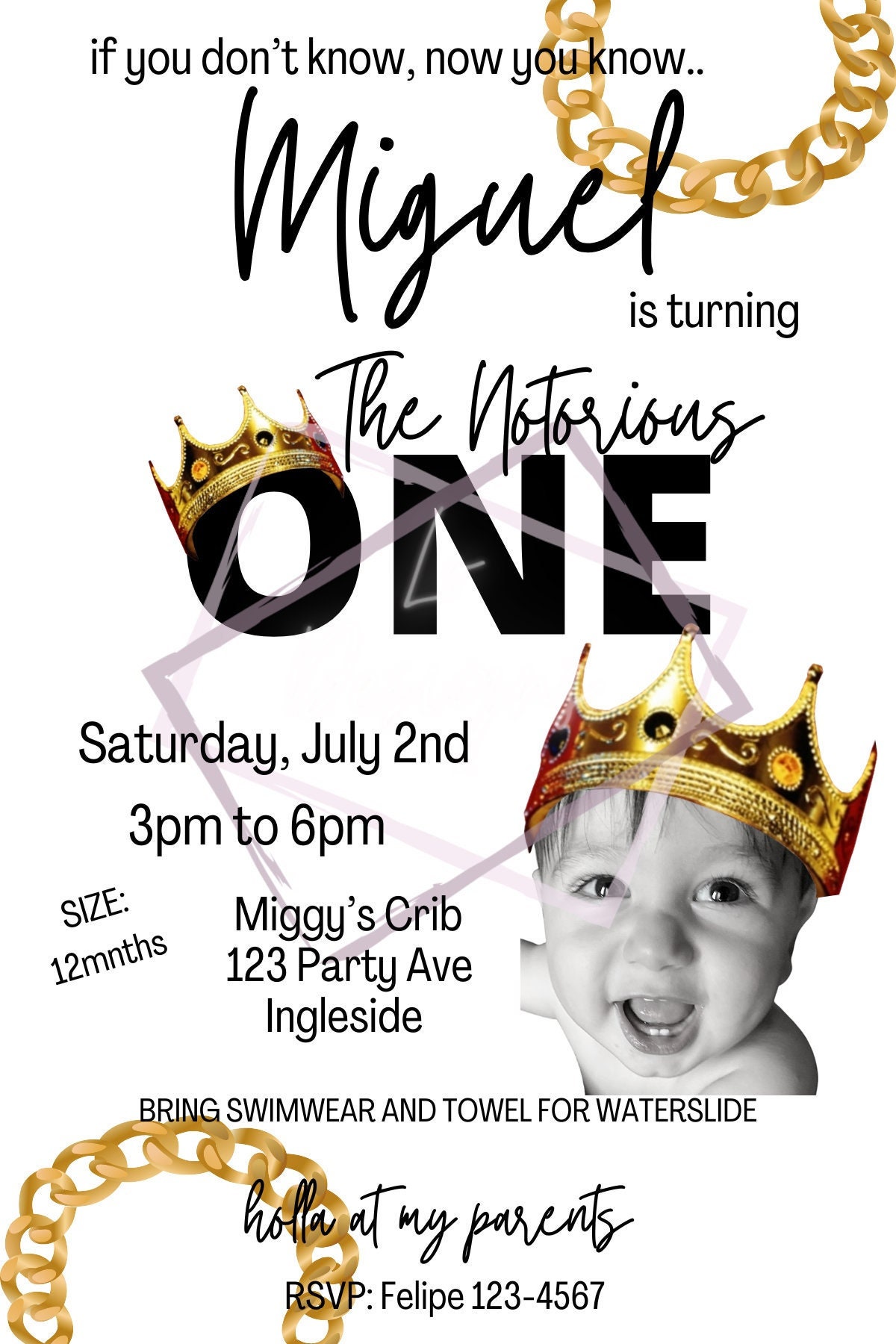 Notorious One Birthday Invitation Notorious One Digital - Etsy