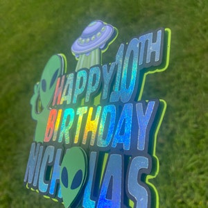 Alien Cake Topper Alien Birthday Topper Alien Happy Birthday - Etsy