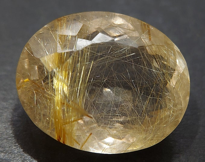 Shining Golden Rutile Quartz Gemstone - Faceted Natural Rutilated ...