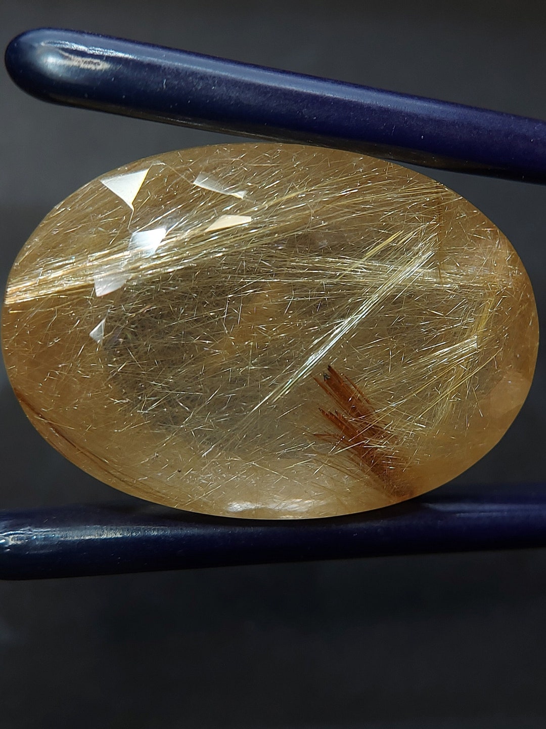Giant Golden Rutile Quartz Gemstone - Faceted Natural Rutilated Quartz ...