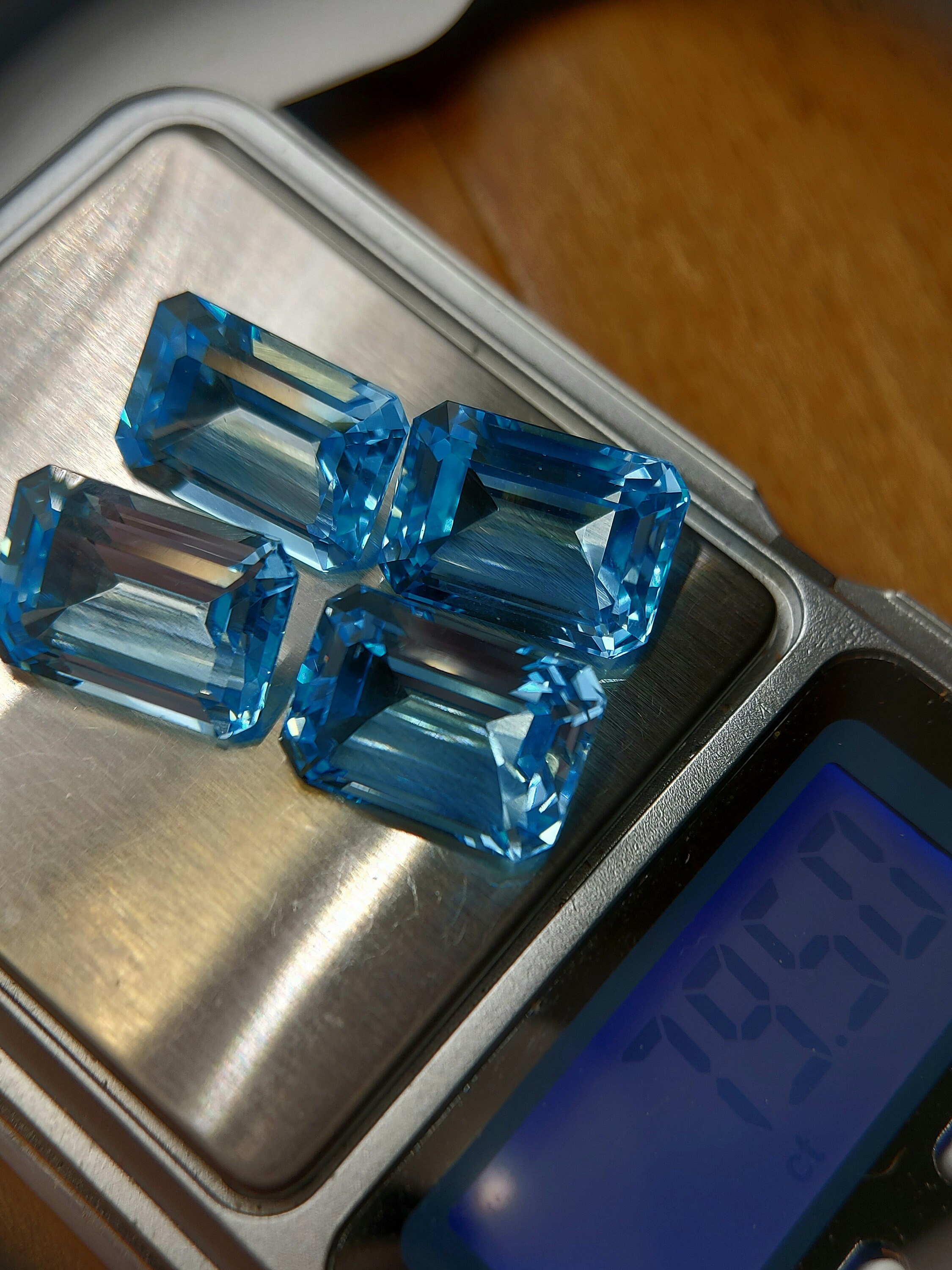 4 Huge Topaz Gemstones - Faceted Natural Blue Topaz 79.50 CTS - Emerald ...