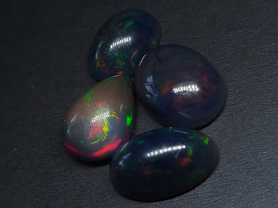 DISCOUNT Black Opal Cabochons Natural Loose Opal Gemstone 21.95 CTS 4 ...