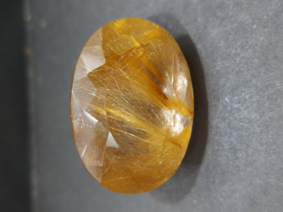 Large Golden Rutile Quartz Gemstone - Faceted Natural Rutilated Quartz ...