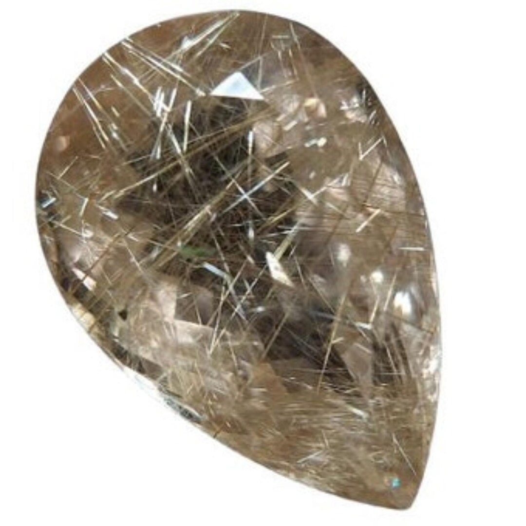 Shimmering Gold Rutile Quartz Gemstone - Faceted Natural Rutilated ...