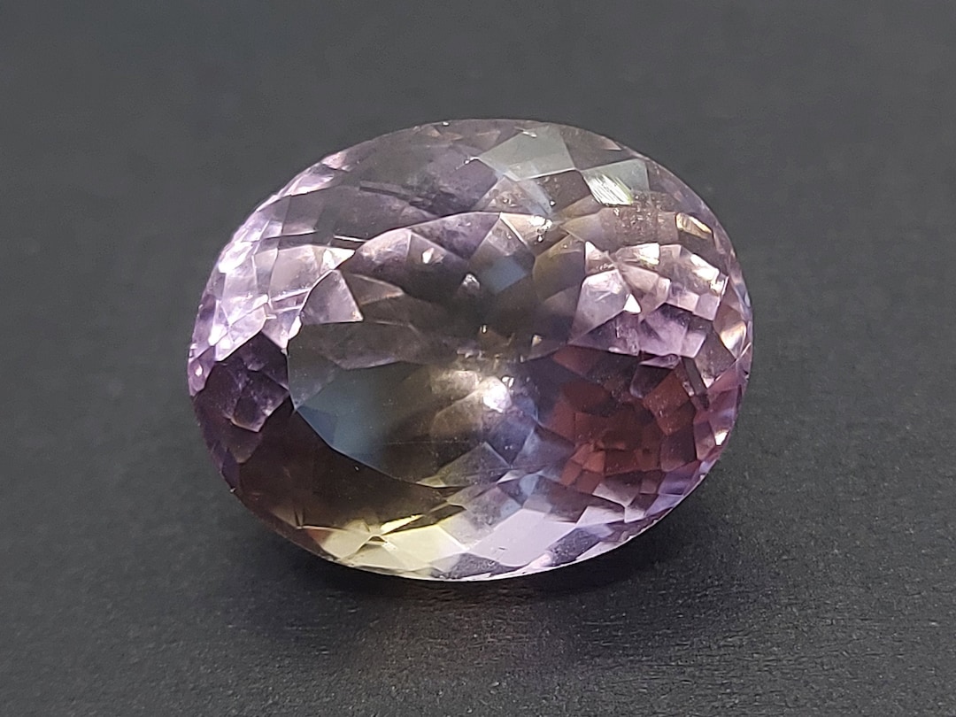 Large Ametrine Gemstone Faceted Natural Trystine Quartz 11.10 CTS Oval ...