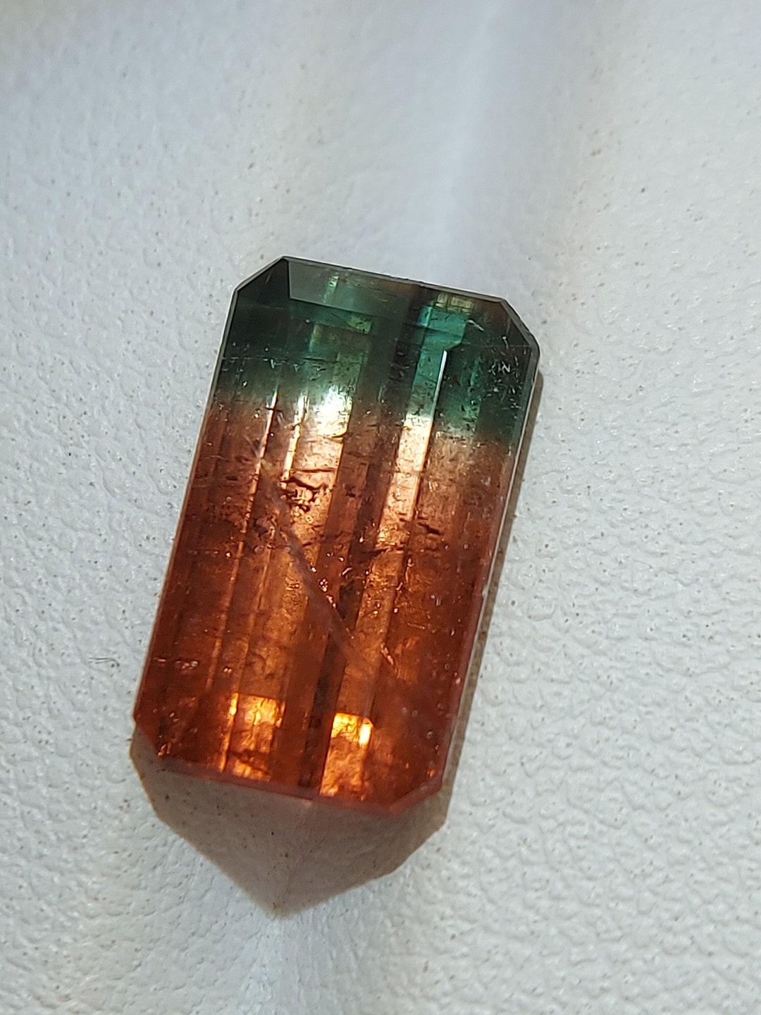 Glowing Bi Color Tourmaline Gemstone - Faceted Natural Multi Color Gem ...