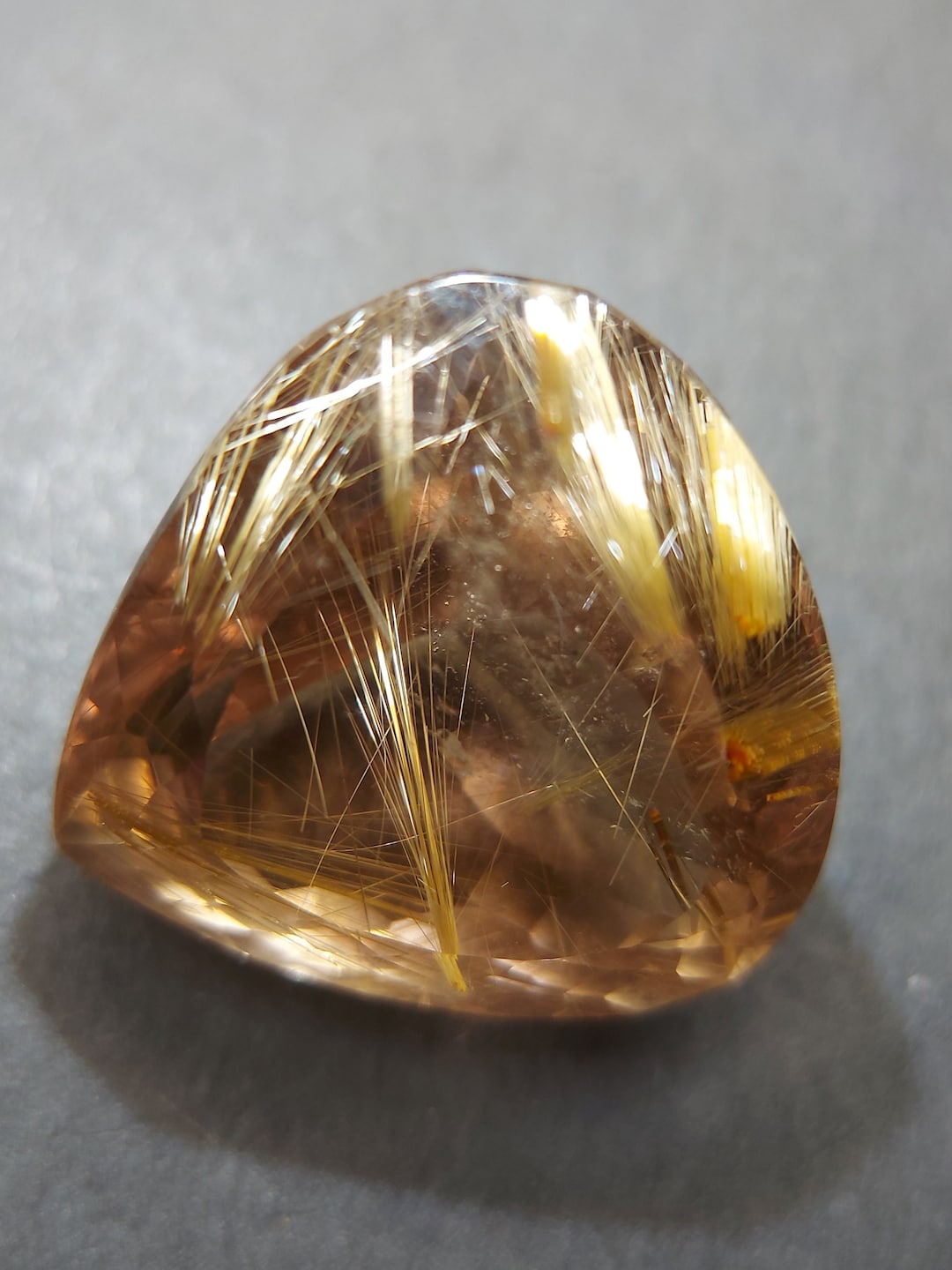 Big Golden Rutile Quartz Gemstone - Faceted Natural Rutilated Quartz 36 ...