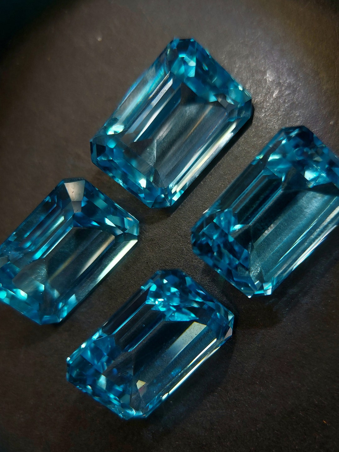 4 Huge Topaz Gemstones - Faceted Natural Blue Topaz 79.50 CTS - Emerald ...