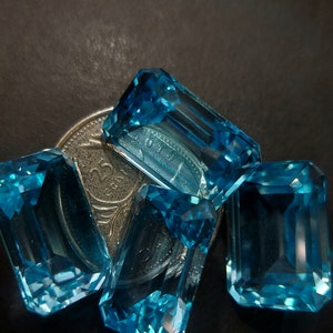 4 Huge Topaz Gemstones - Faceted Natural Blue Topaz 79.50 CTS - Emerald ...