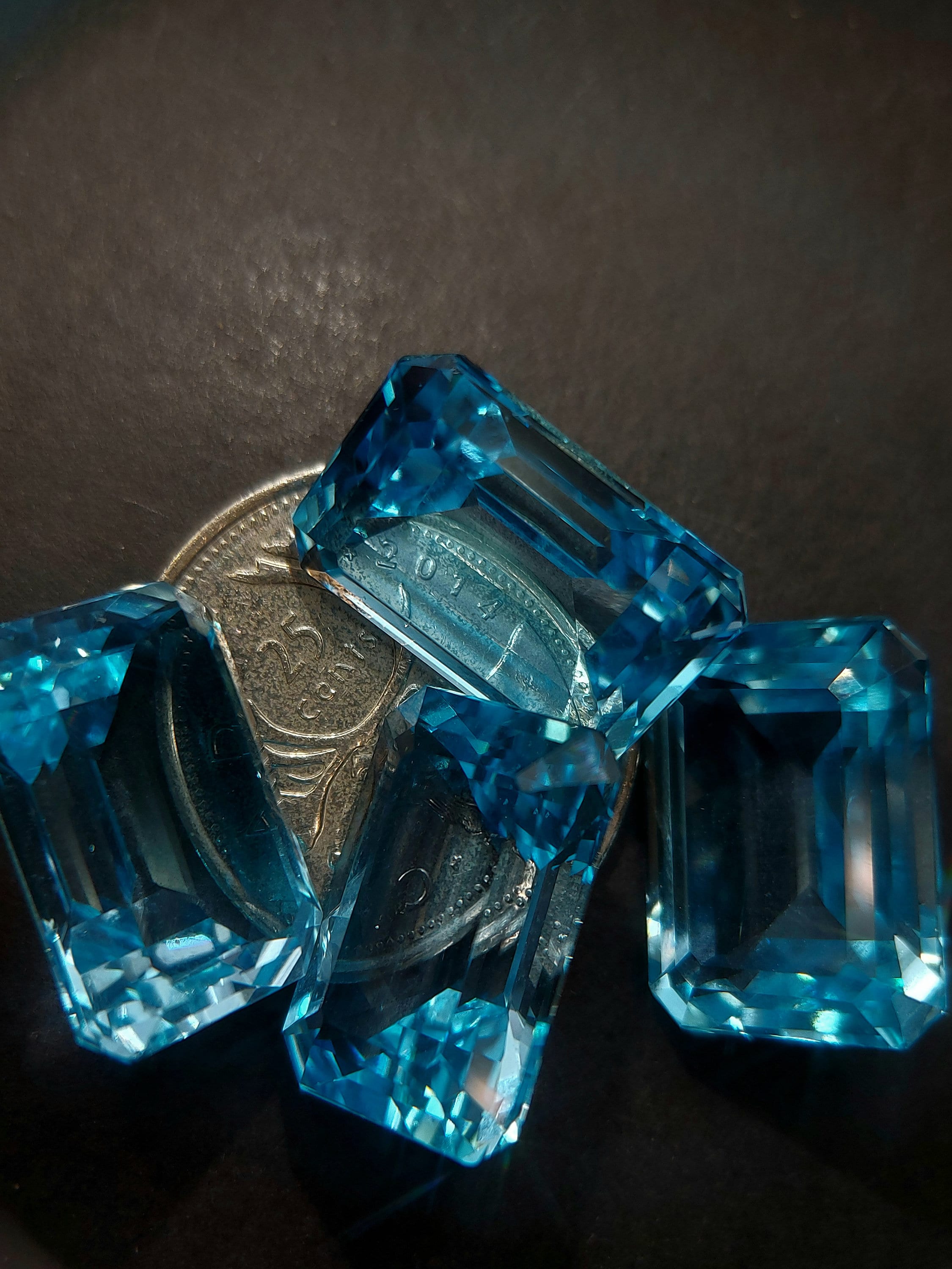 4 Huge Topaz Gemstones - Faceted Natural Blue Topaz 79.50 CTS - Emerald ...