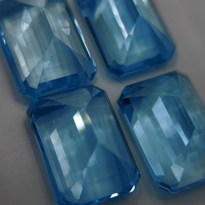 4 Huge Topaz Gemstones - Faceted Natural Blue Topaz 79.50 CTS - Emerald ...