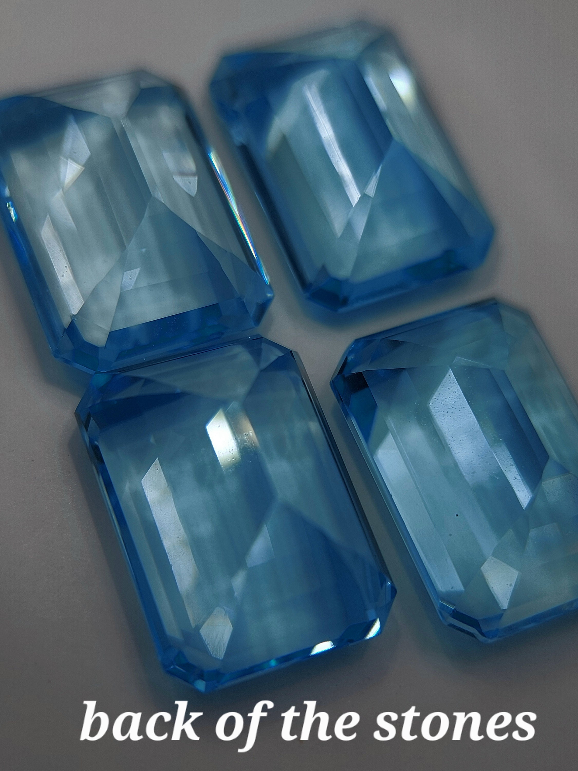 4 Huge Topaz Gemstones - Faceted Natural Blue Topaz 79.50 CTS - Emerald ...