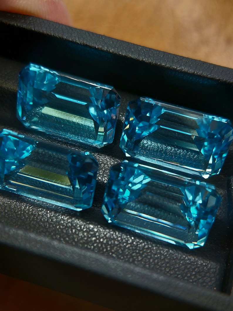 4 Huge Topaz Gemstones - Faceted Natural Blue Topaz 79.50 CTS - Emerald ...